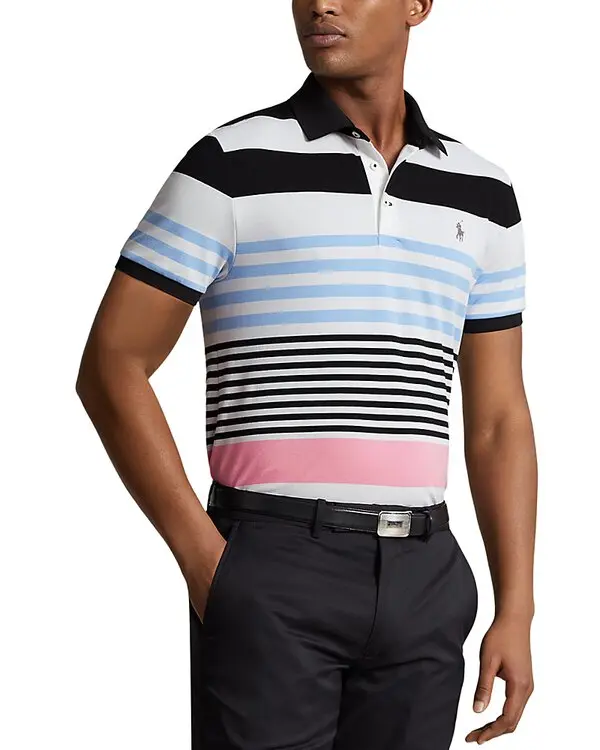 Ralph Lauren Rlx Ralph Lauren Golf Tailored Fit Performance Polo Shirt - Black Multi | Editorialist